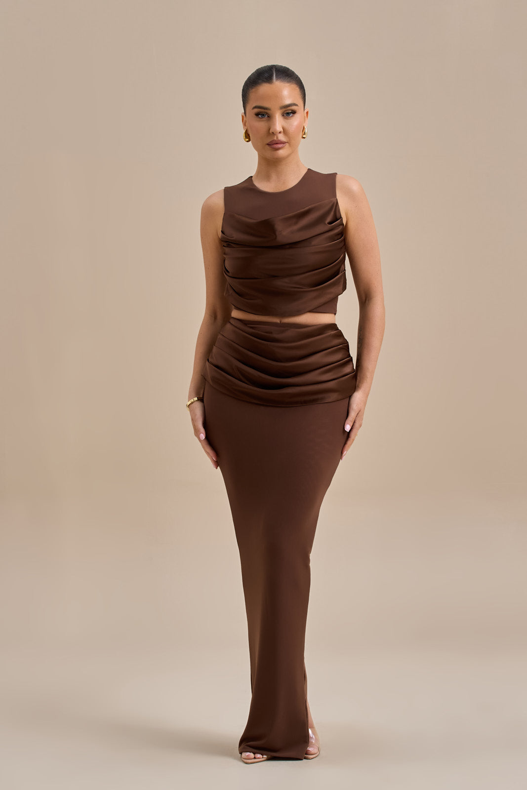 KOLE SATIN CO-ORD | CHOCOLATE - SALE – Wander Doll